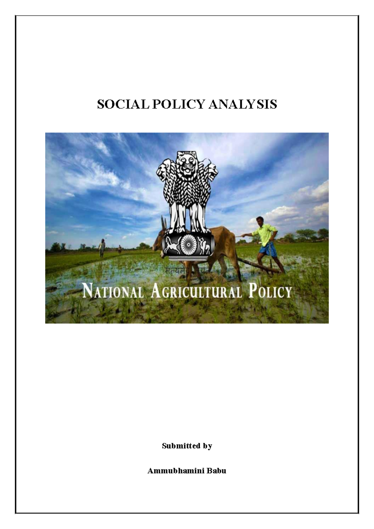Social Policy Analysis - SOCIAL POLICY ANALYSIS Submitted by ...