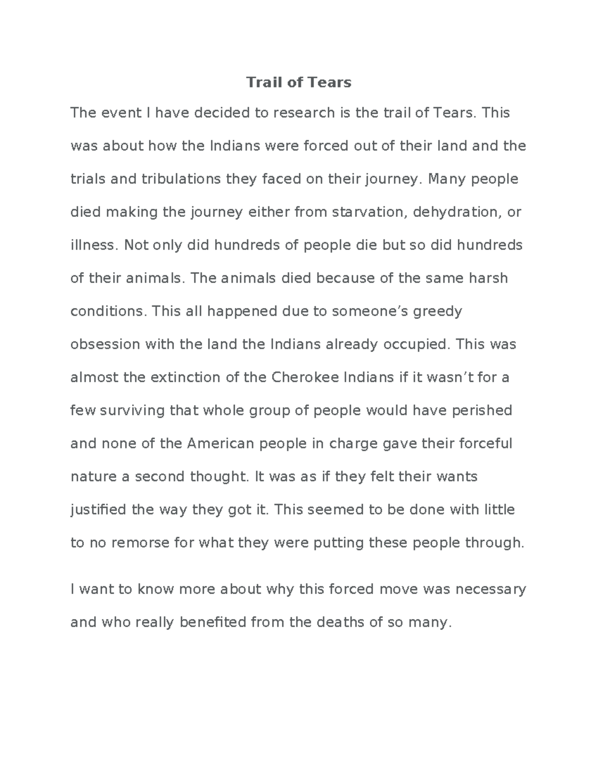 Trail of Tears reasearch question Module 1 - Trail of Tears The event I ...