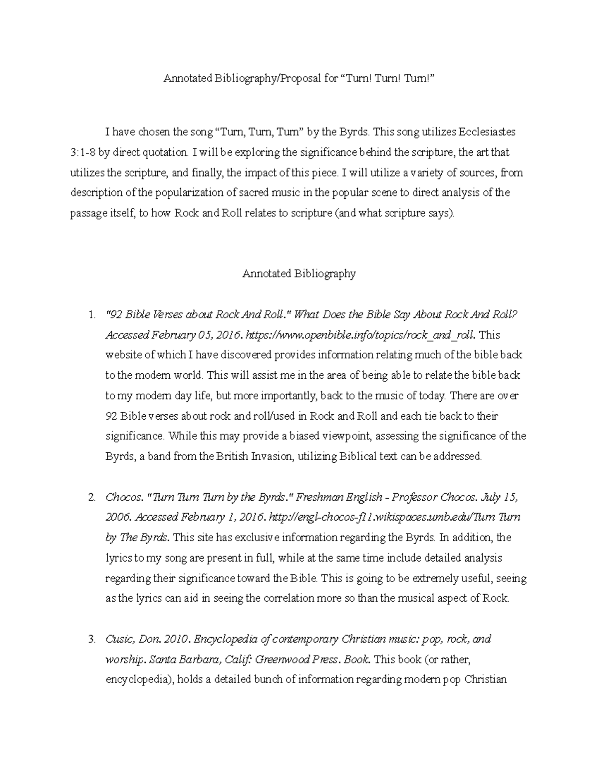 Annotated Bibliography Assignment - Intro Music History - Annotated ...