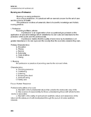 Nursing Notes Reviewer - do things for them or make decisions for them ...