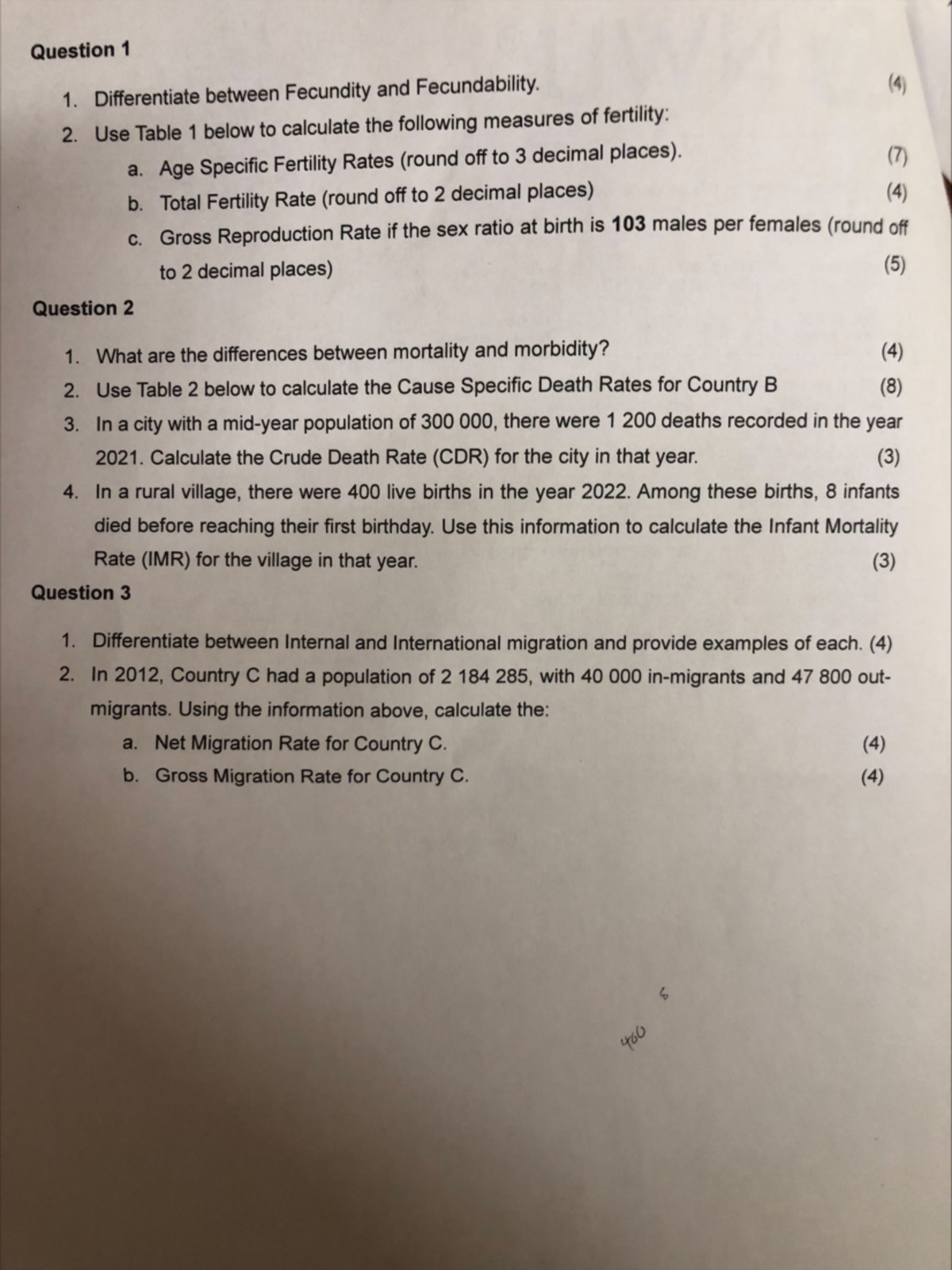Hpop221 - Semester test - Question 1 1. Differentiate between Fecundity ...