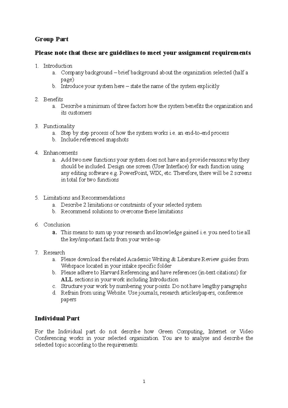 01 CITW Assignment guide - Group Part Please note that these are ...