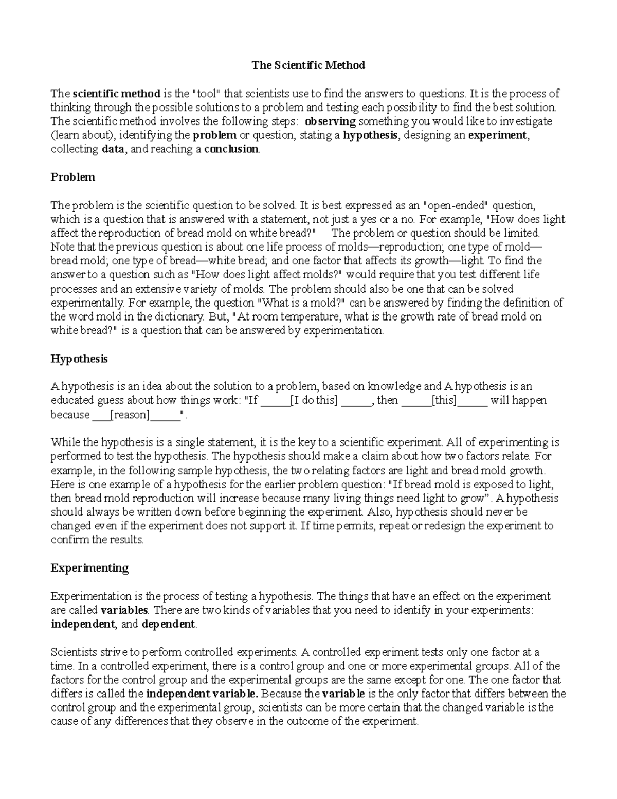 Scientific Methodreading - The Scientific Method The scientific method ...