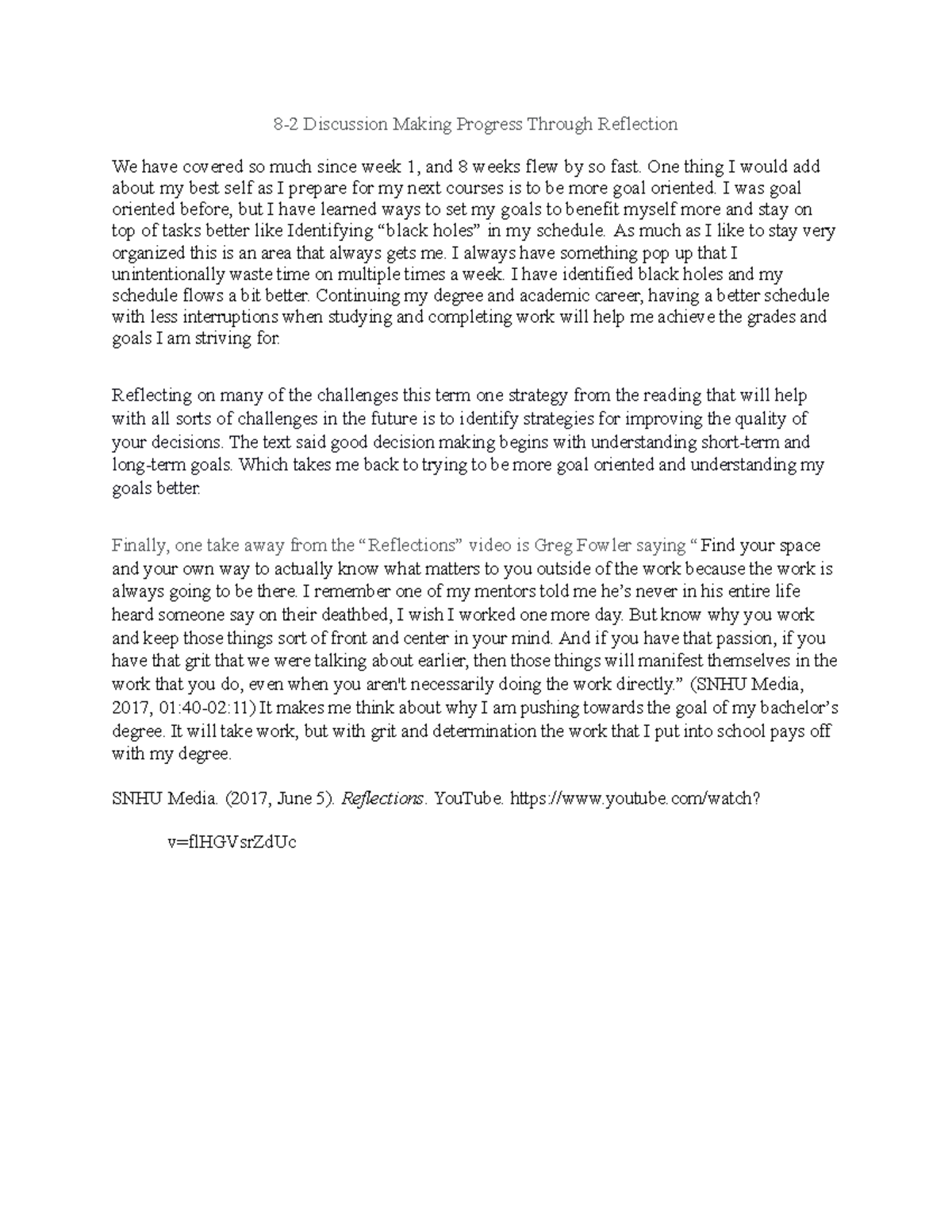 8 - Discussion 8 - 8-2 Discussion Making Progress Through Reflection We ...