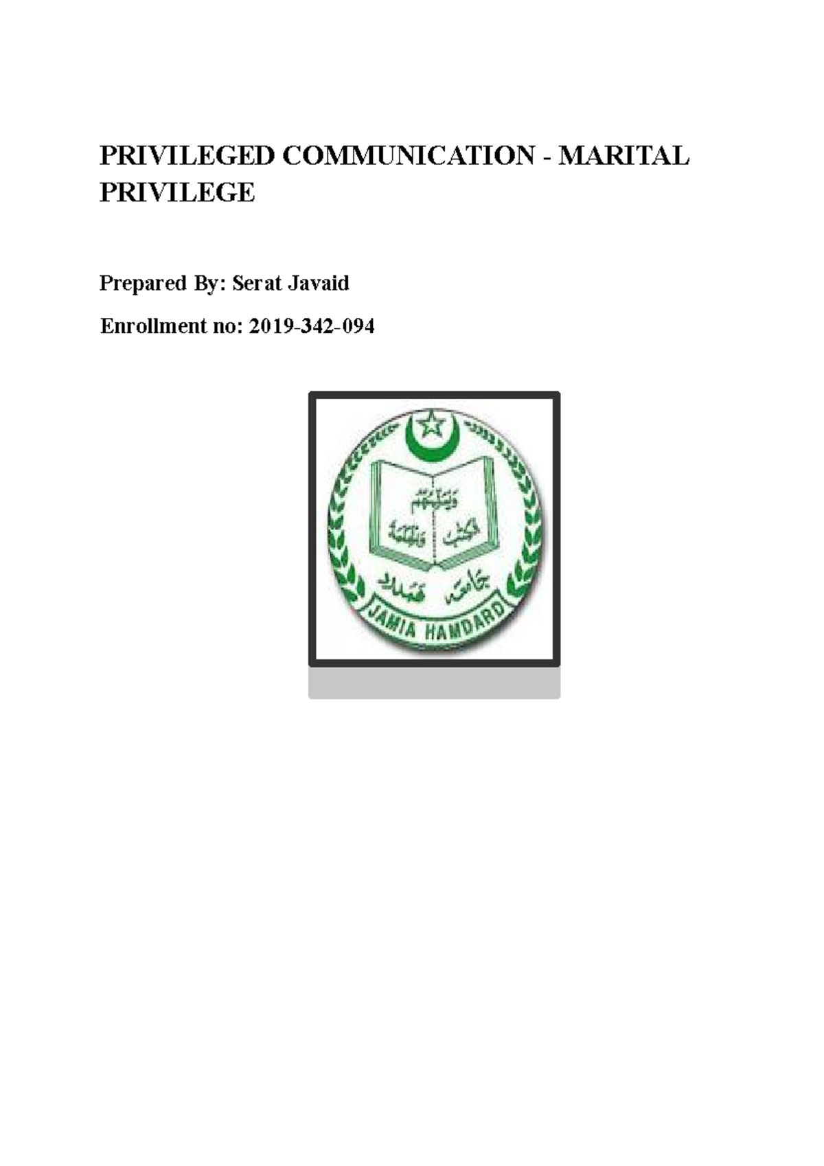 Privileged Communication - PRIVILEGED COMMUNICATION - MARITAL PRIVILEGE ...