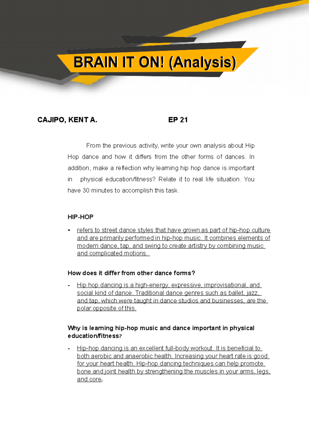 Module 3 Bring IT ON - YOU CAN DO IT - CAJIPO, KENT A. EP 21 From the ...