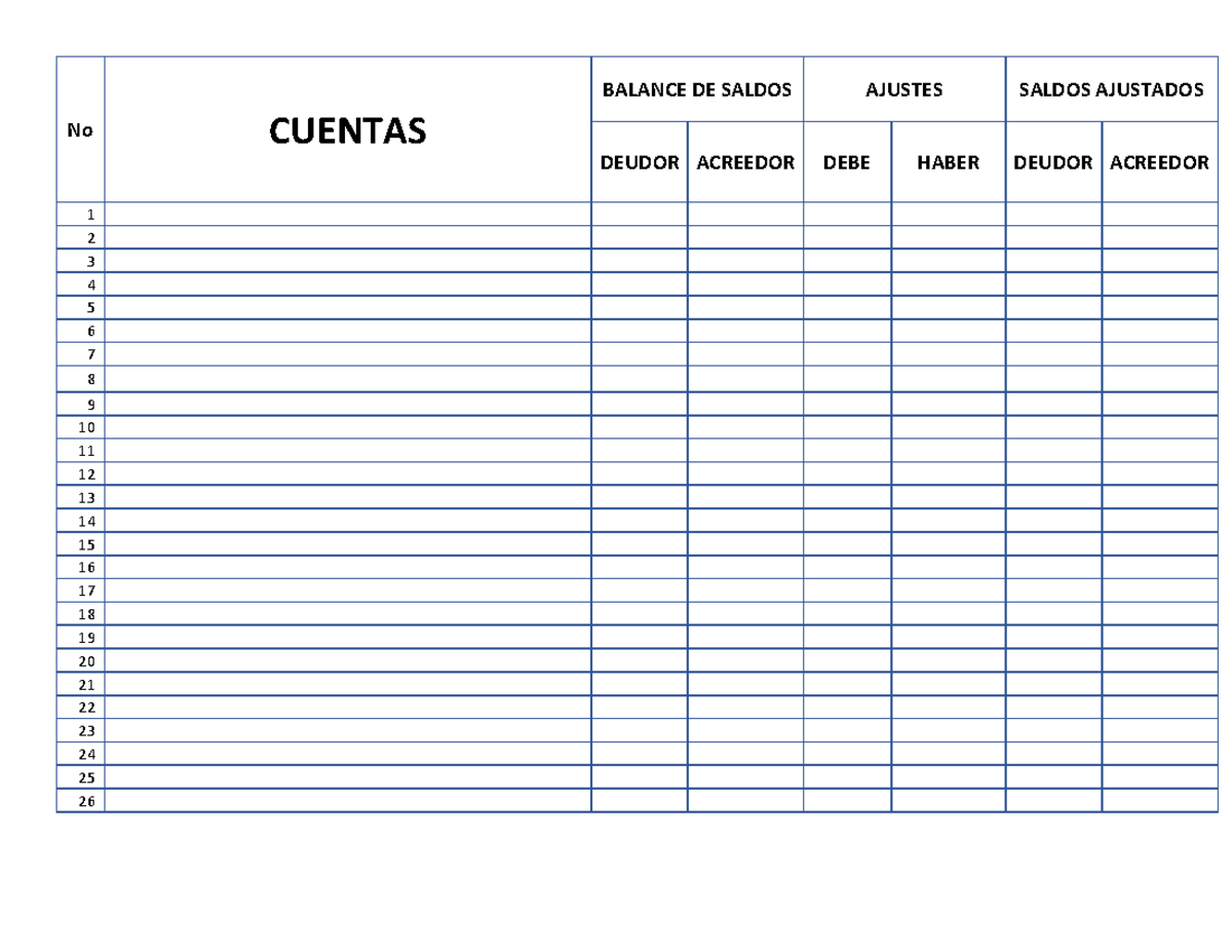 Planillas DE Hoija DE Trabajo - Contabilidad Básica - No CUENTAS ...