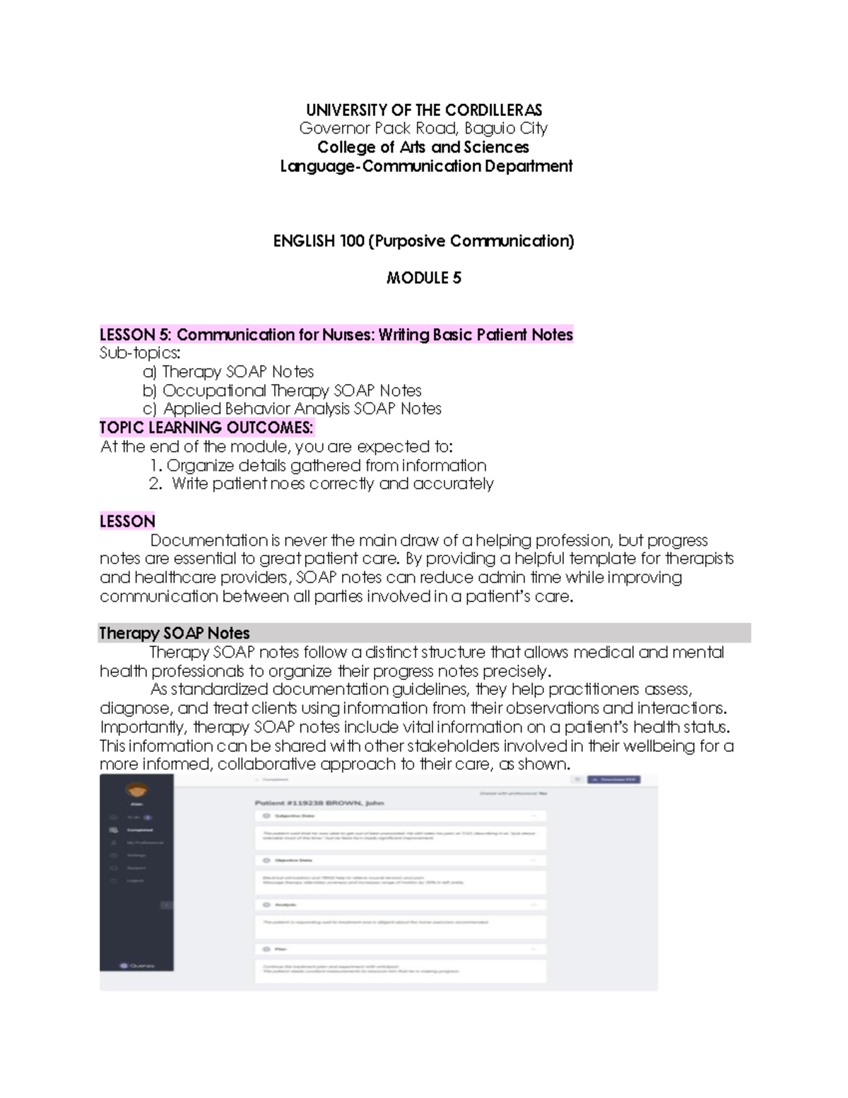 ENGL 100- Module 5 - To ba able for us to know and understand this ...