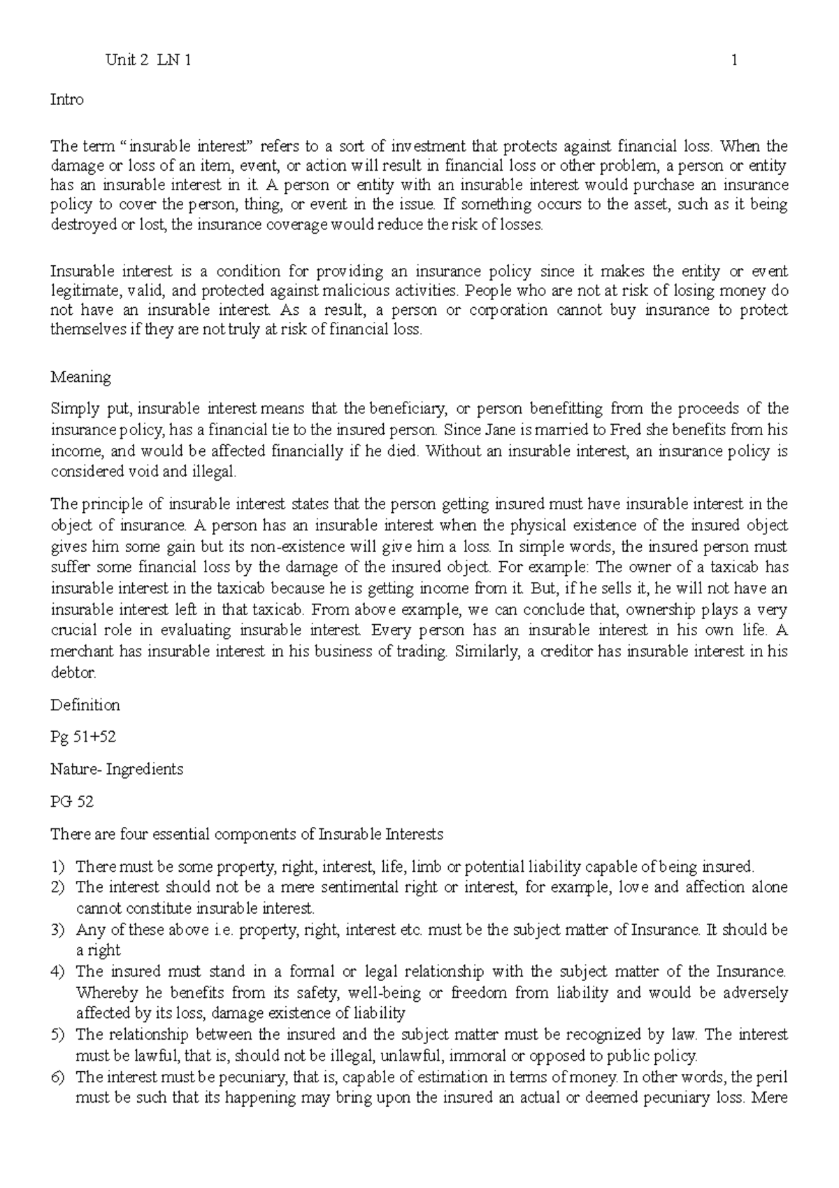 LN 1 Tutorial Notes Intro The Term insurable Interest Refers To A ln-1-tutorial-notes-intro-the-term-insurable-interest-refers-to-a