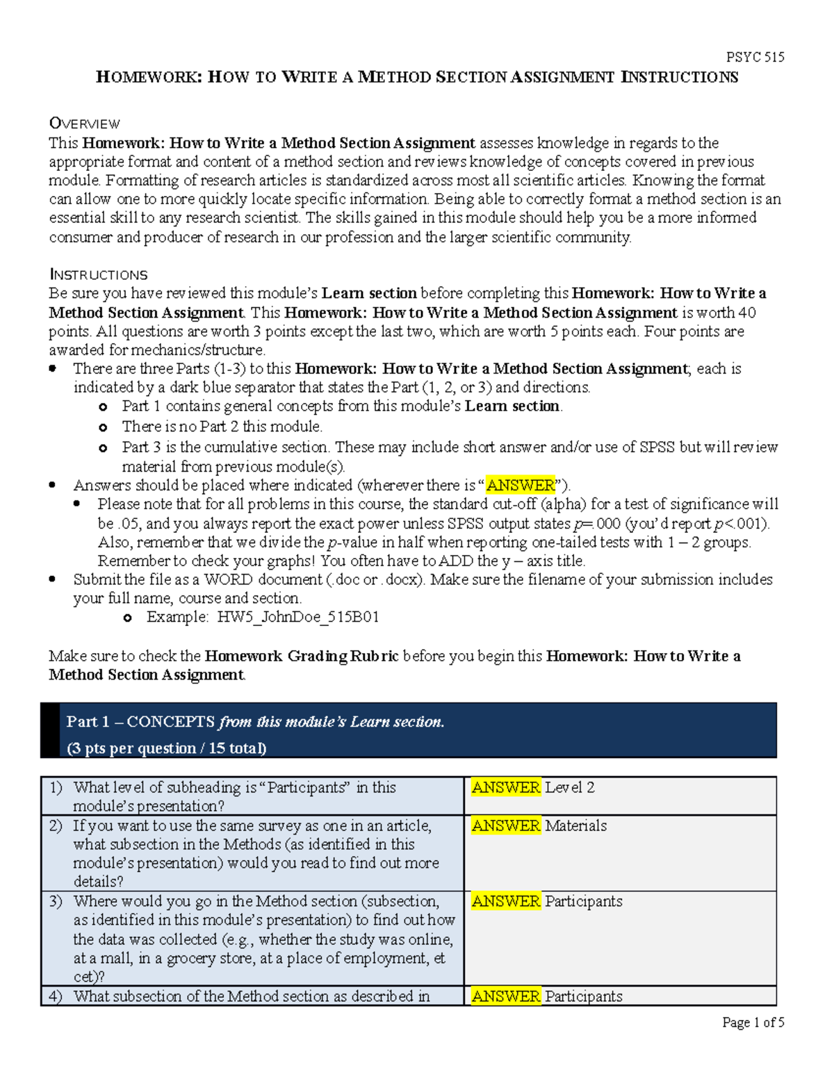 HW5 Janice Barnes 515B01 - HOMEWORK: HOW TO WRITE A METHOD SECTION ...