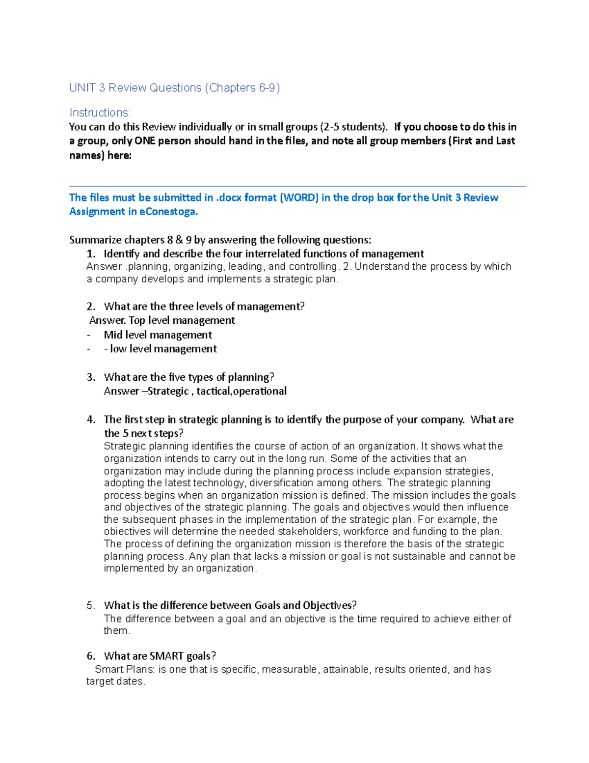 UNIT 3 Review Questions copy - If you choose to do this in a group, only ONE person should hand ...