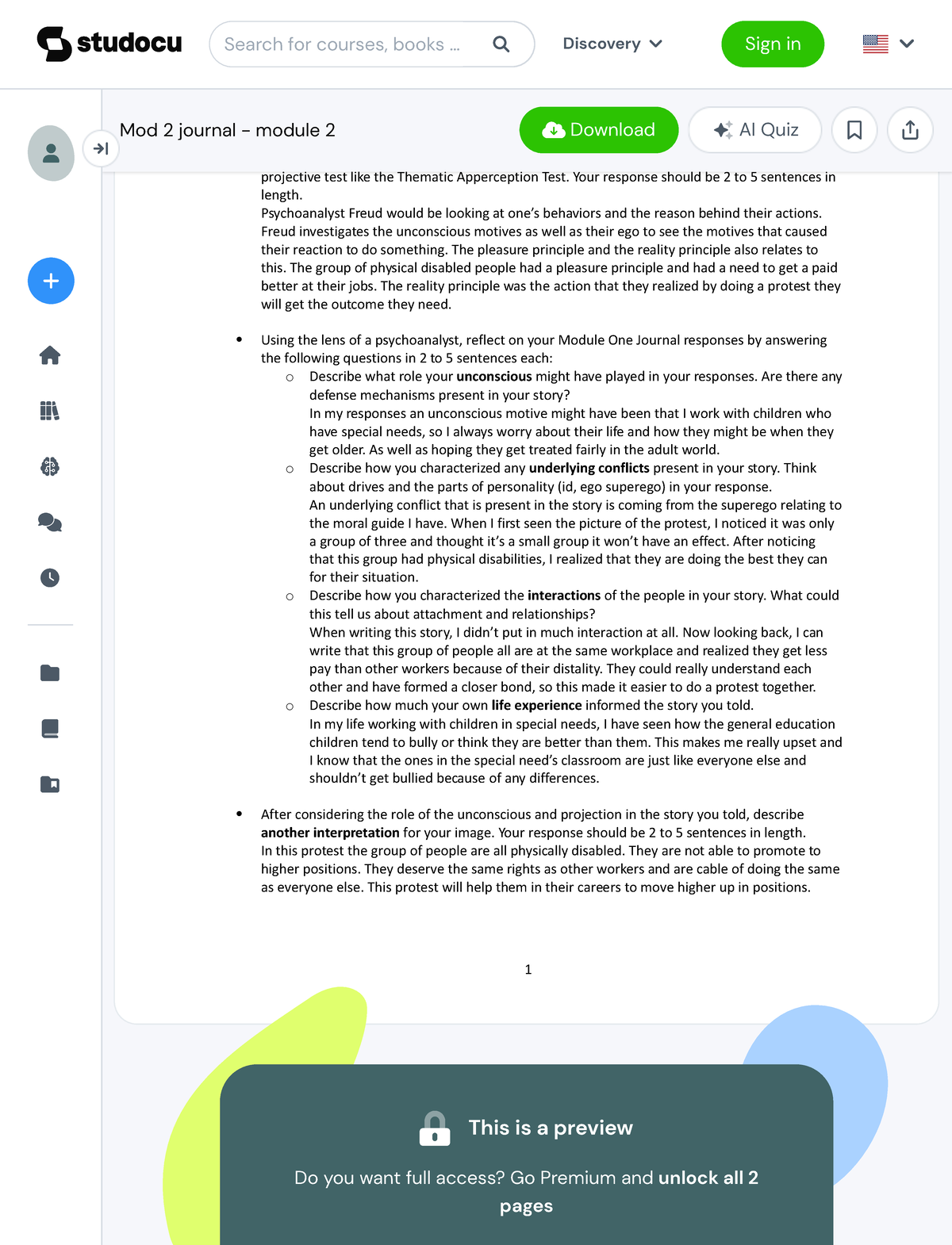 Mod 2 journal - module 2 - PSY 328 Module Two Journal Template First ...