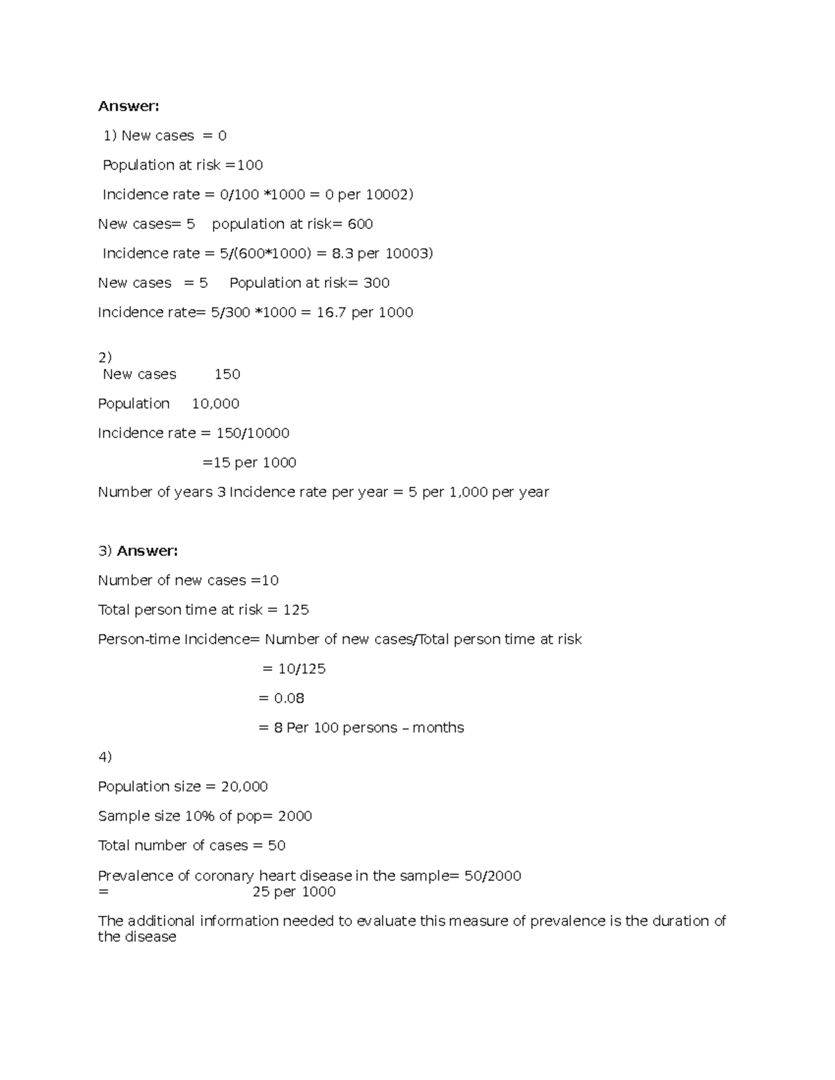 Epidemiology Prevalence rate - Answer: New cases = 0 Population at risk ...