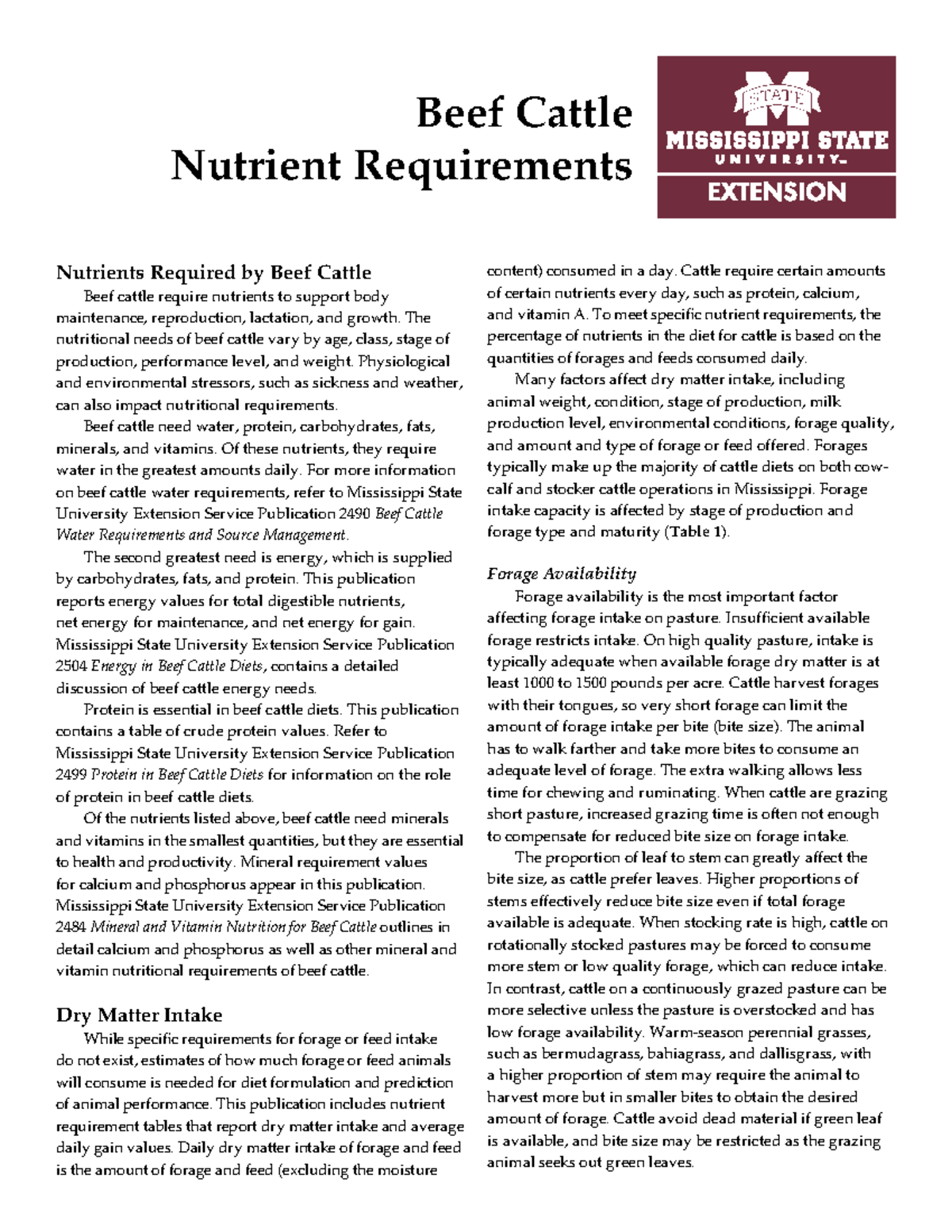 341403 - content - Beef Cattle Nutrient Requirements Nutrients Required ...