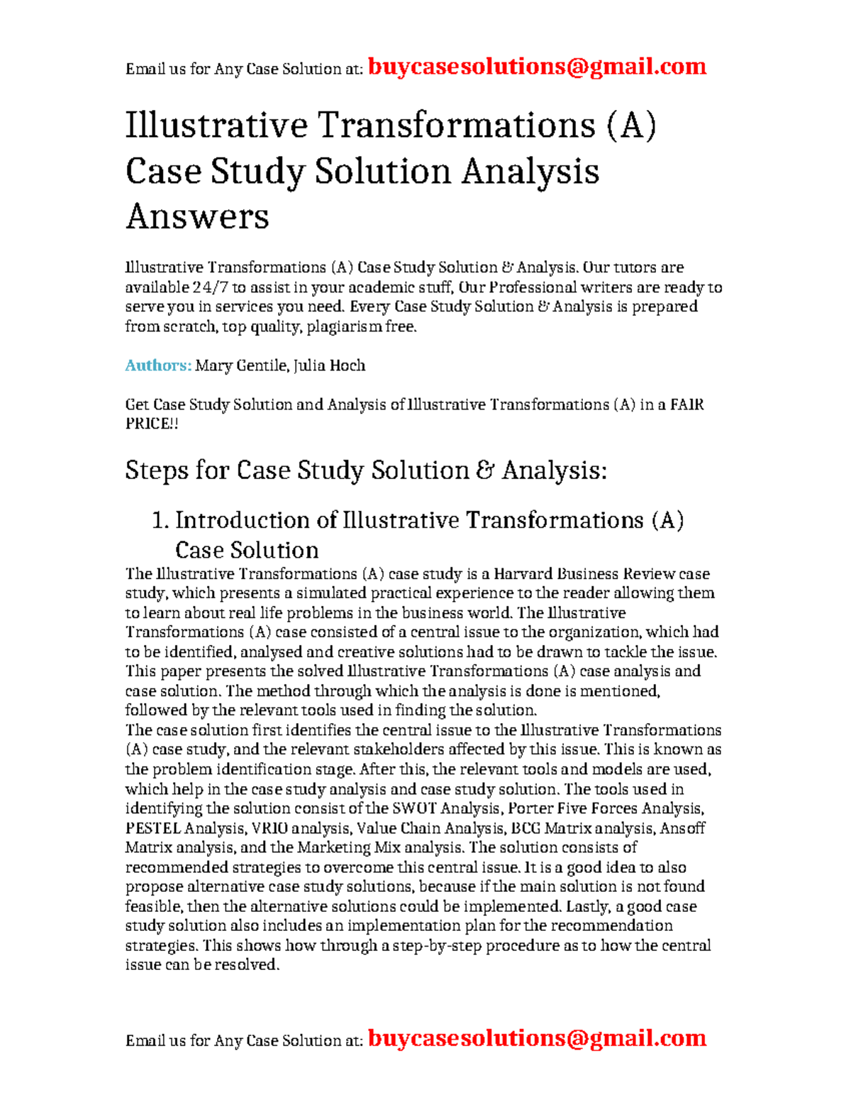 Illustrative Transformations (A) Case Study Solution Analysis - Illustrative Transformations (A ...