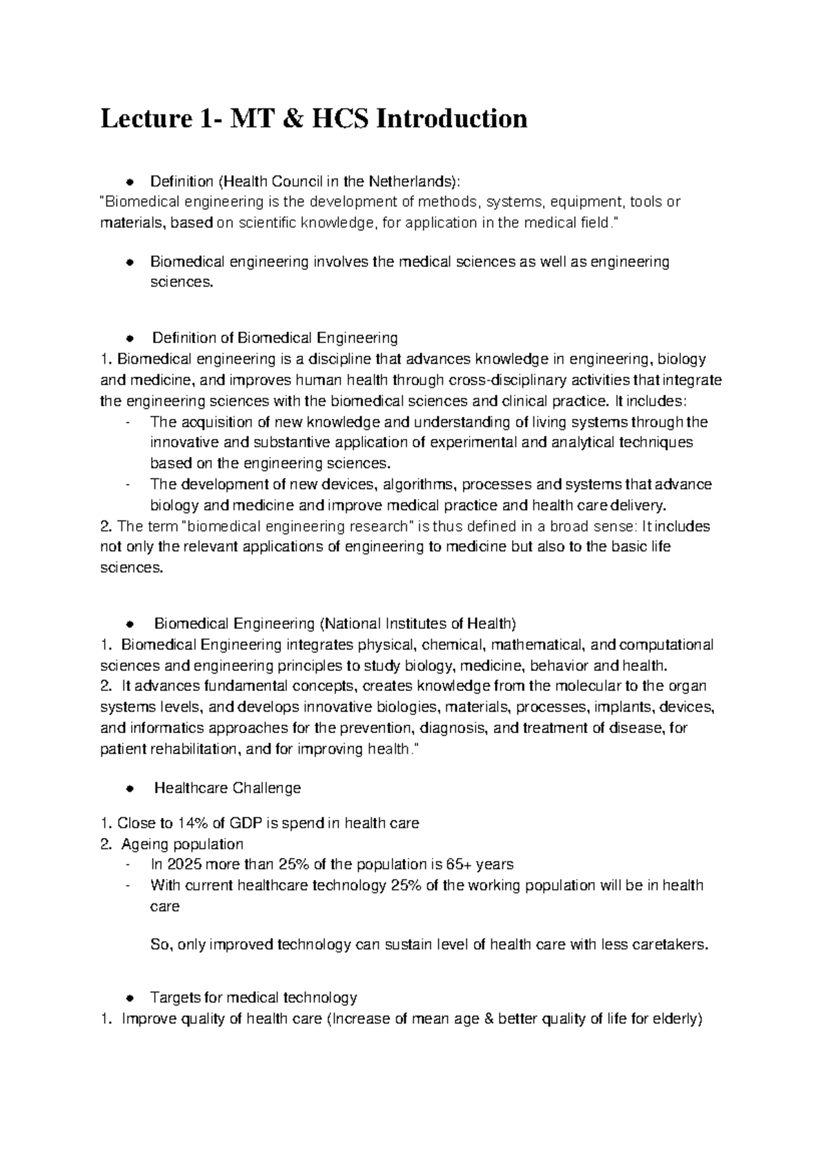 Med Tech Notes 2017-2018 - Lecture 1- MT &amp; HCS Introduction ...