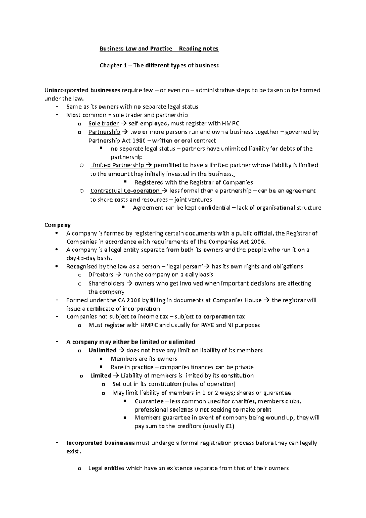 Business Law reading notes - Business Law and Practice – Reading notes ...