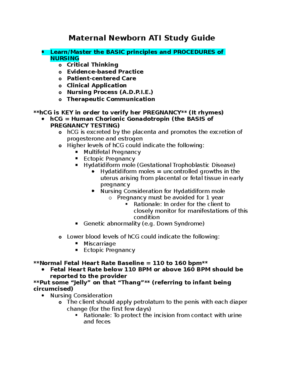 OB Notes ATI 2022 8-9-22 Ultimate Guide without BG 2 - Maternal Newborn ...