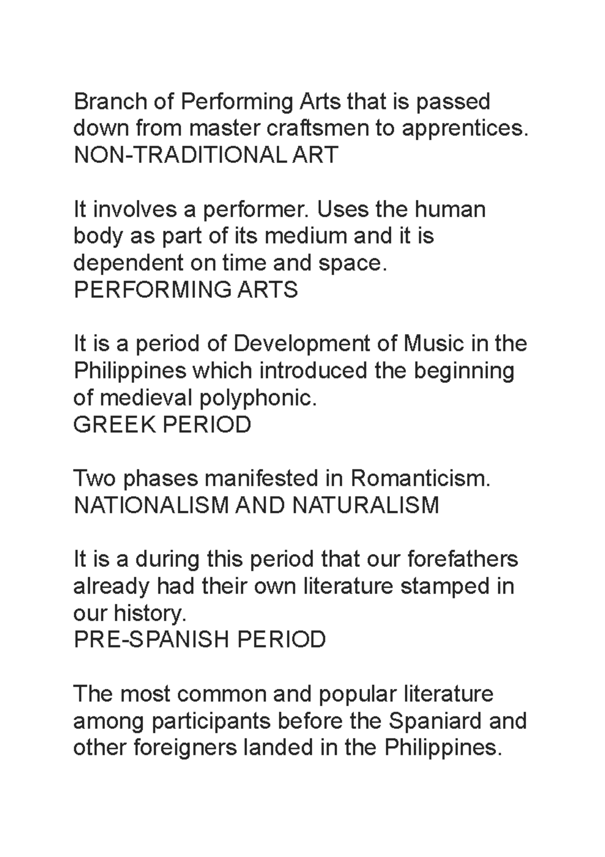 Chapter 8 Activity - For reference only. - Branch of Performing Arts ...