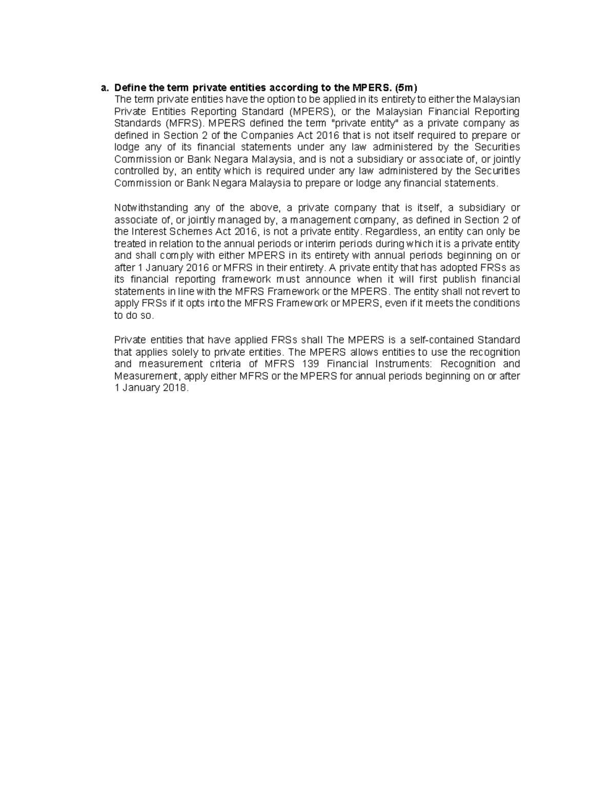 FAR570 Group Project Theory on MPERS - a. Define the term private ...