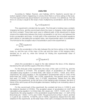 Experiment 5 - Linear Expansion - ANALYSIS Linear expansion of objects ...