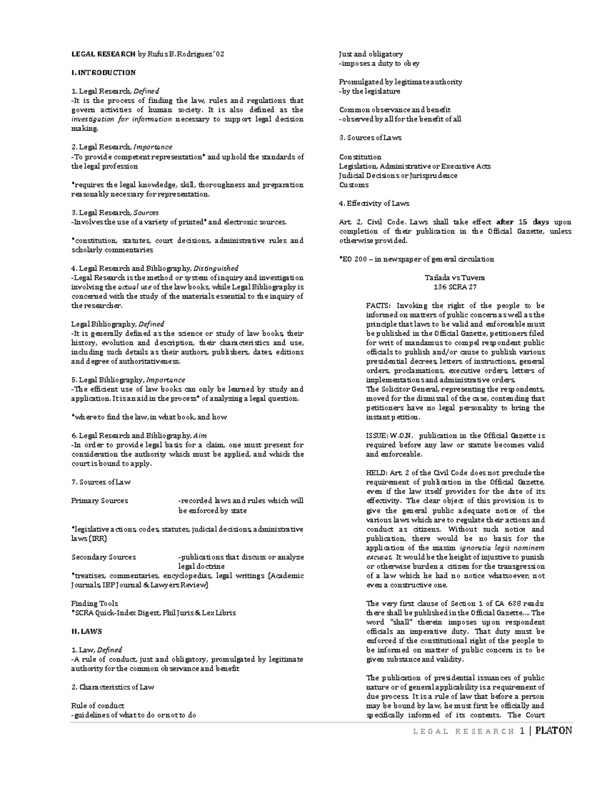 Legal Research by Rufus Rodriguez - LEGAL RESEARCH by Rufus B ...