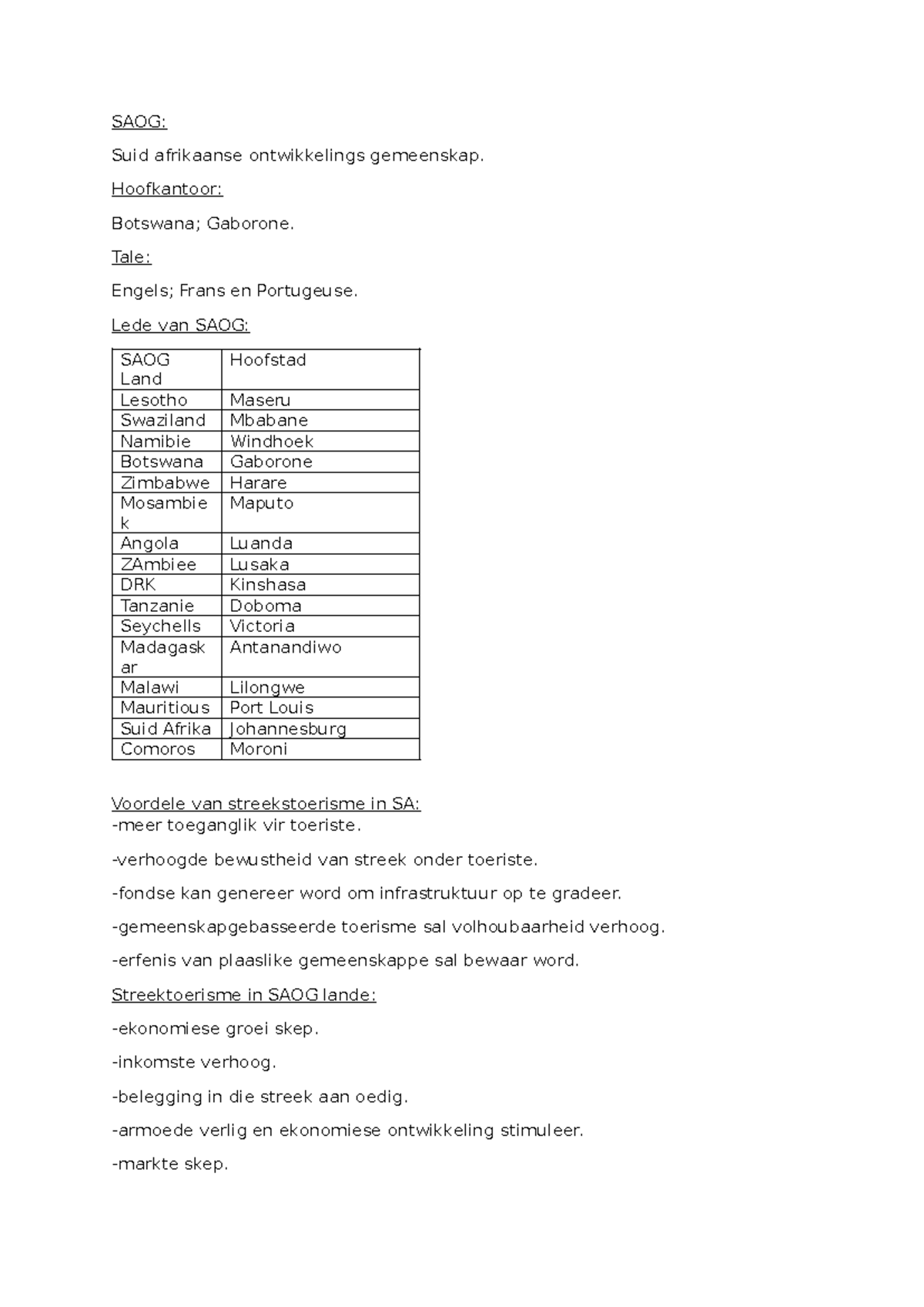 SAOG - Toerisme - SAOG: Suid afrikaanse ontwikkelings gemeenskap ...