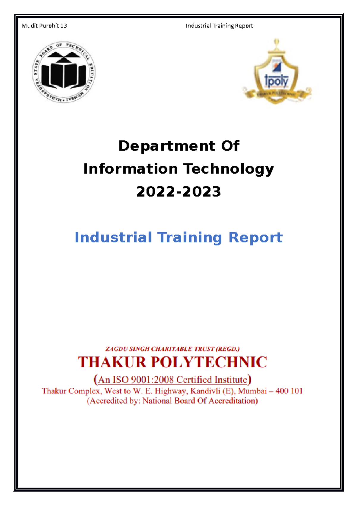 ITR Report - dsfjygasyfuhlsagjfidfhguhdasrfluhkudhyjvf - Department Of ...