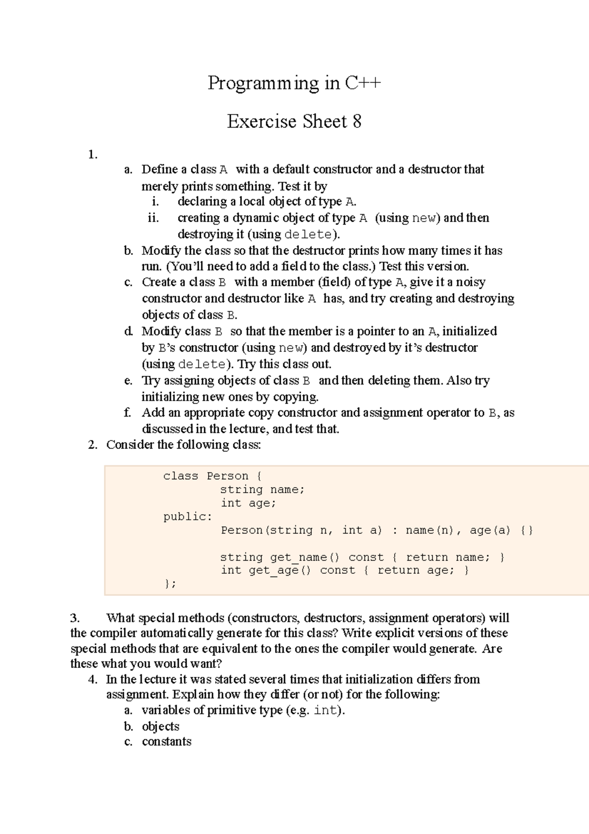 2016-2017 Lab Exercise Sheet 8 - Programming in C++ Exercise Sheet 8 1 ...