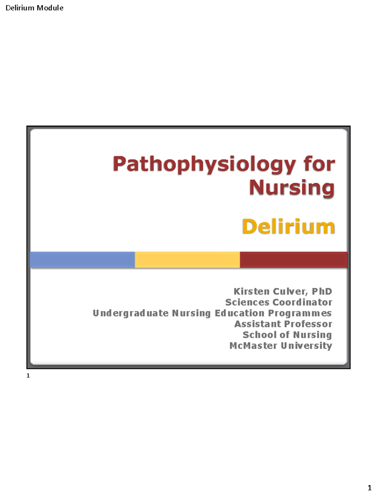 Delirium Handouts (1 slide per page) - Nursing Concepts in Health ...