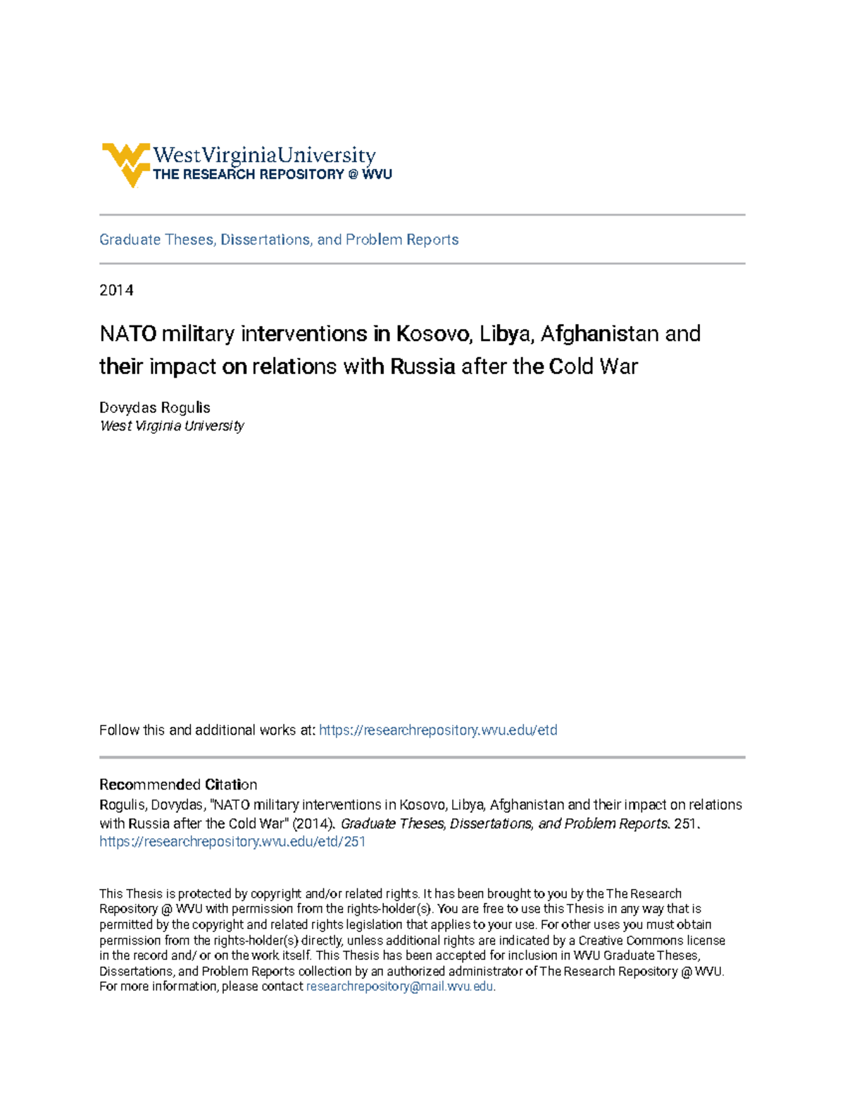 NATO military interventions in Kosovo Libya Afghanistan and the - wvu ...