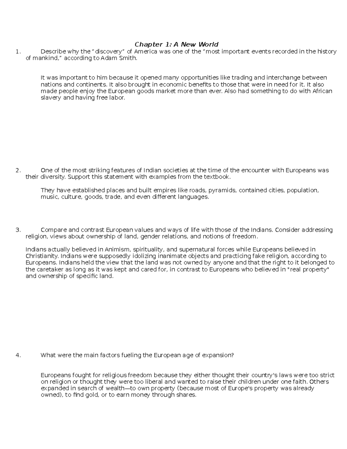 Chapter 1 Reading guide - Chapter 1: A New World Describe why the ...