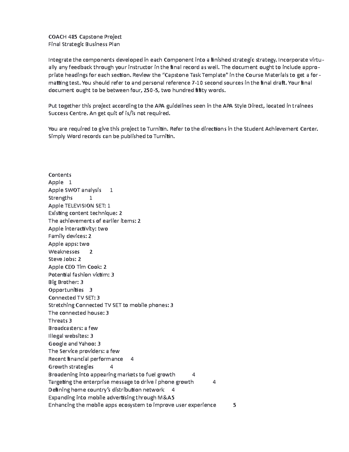 BUS 485 Capstone Project Final Strategic Business Plan1 - COACH 485 Capstone Project Final ...