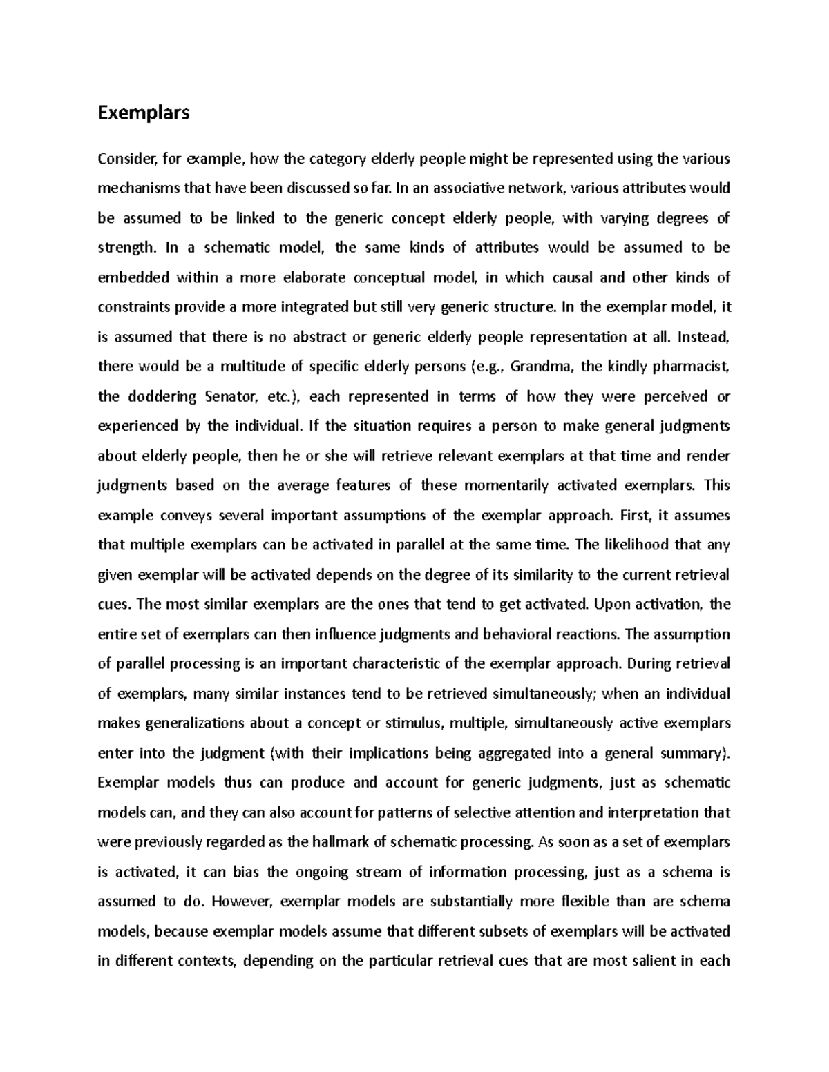 Exemplars - Exemplars Consider, for example, how the category elderly ...