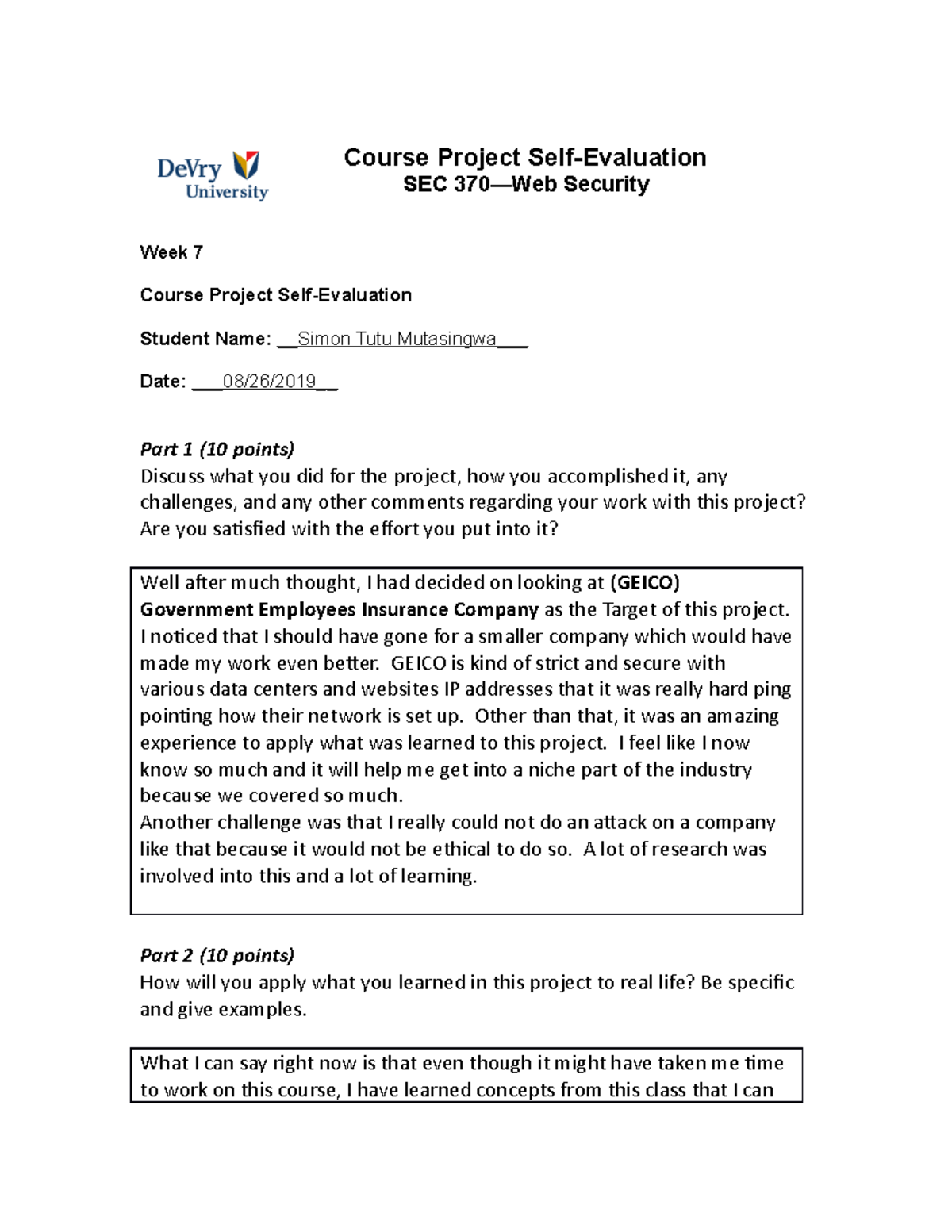 SEC370 W7 Course Project Self-Evaluation SMutasingwa - Week 7 Course ...