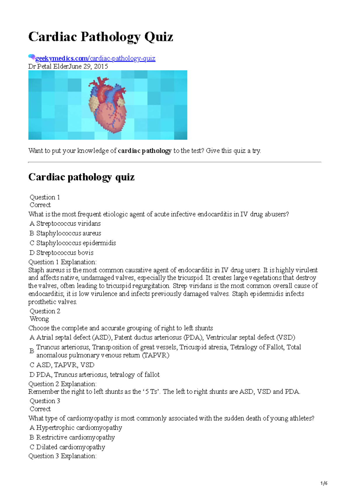 Geekymedics.com-Cardiac Pathology Quiz - Cardiac Pathology Quiz ...
