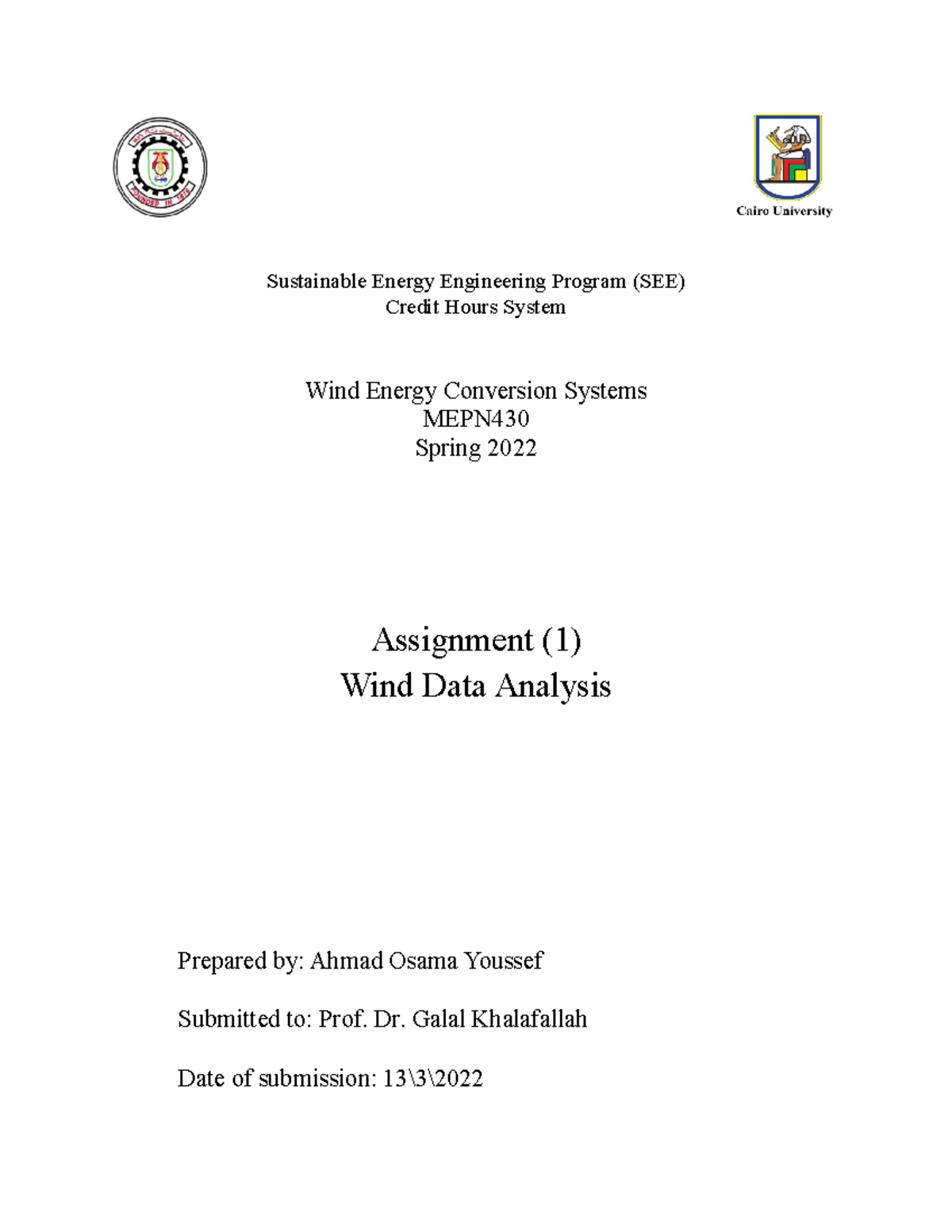 Wind Data Analysis - Sustainable Energy Engineering Program (SEE ...