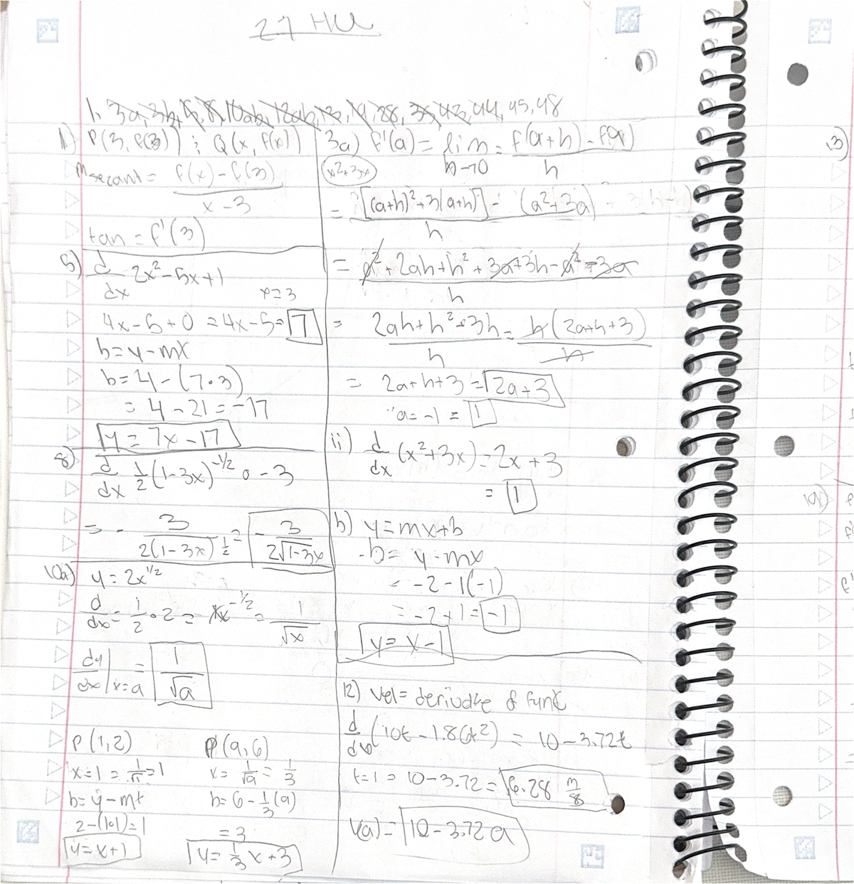 Scanned Documents - homework notes - 27 the 6 1.30 1) P(3,8(3) Q Q f(x ...