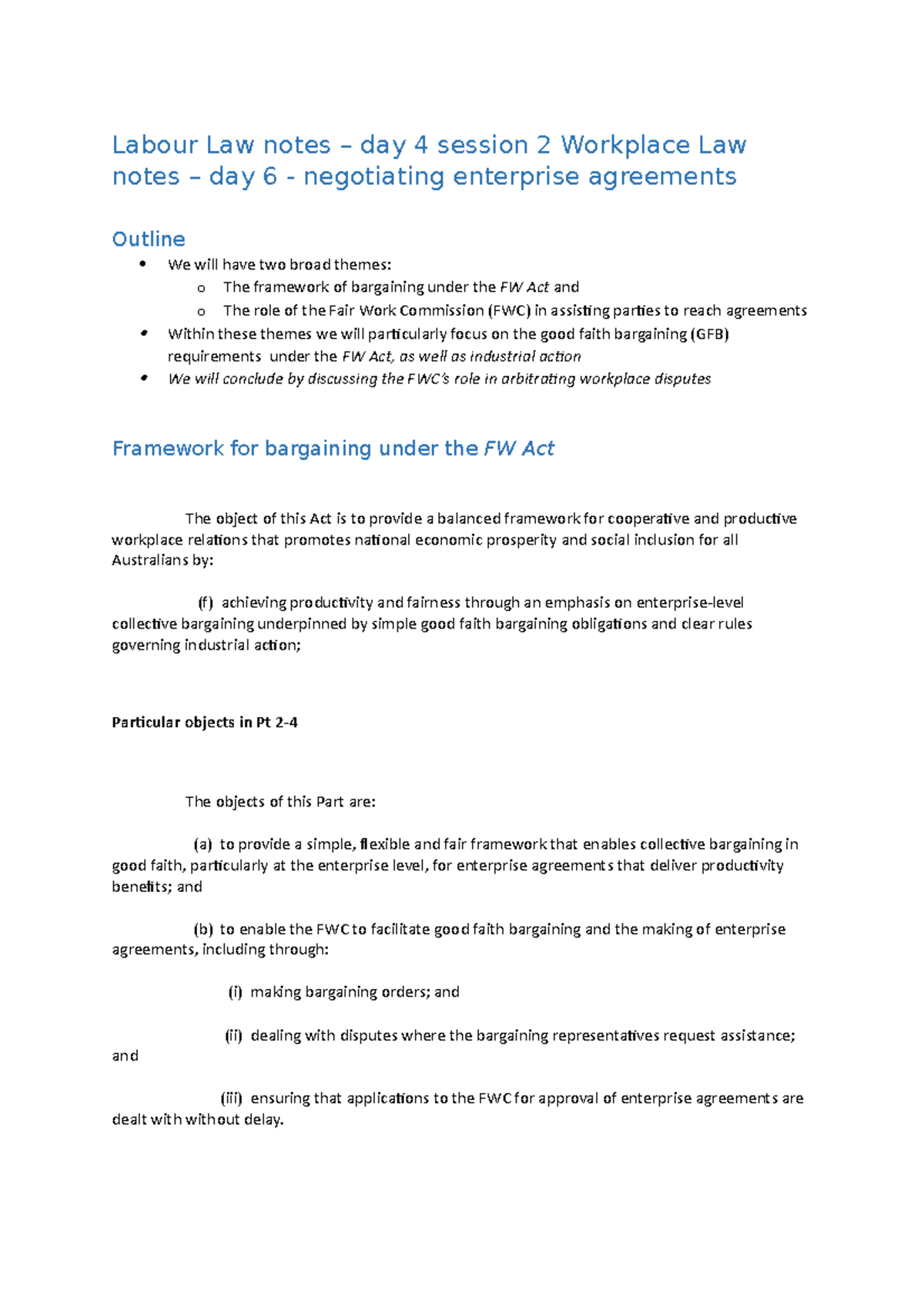 Labour Law notes day 4 session 2 - Labour Law notes – day 4 session 2 ...