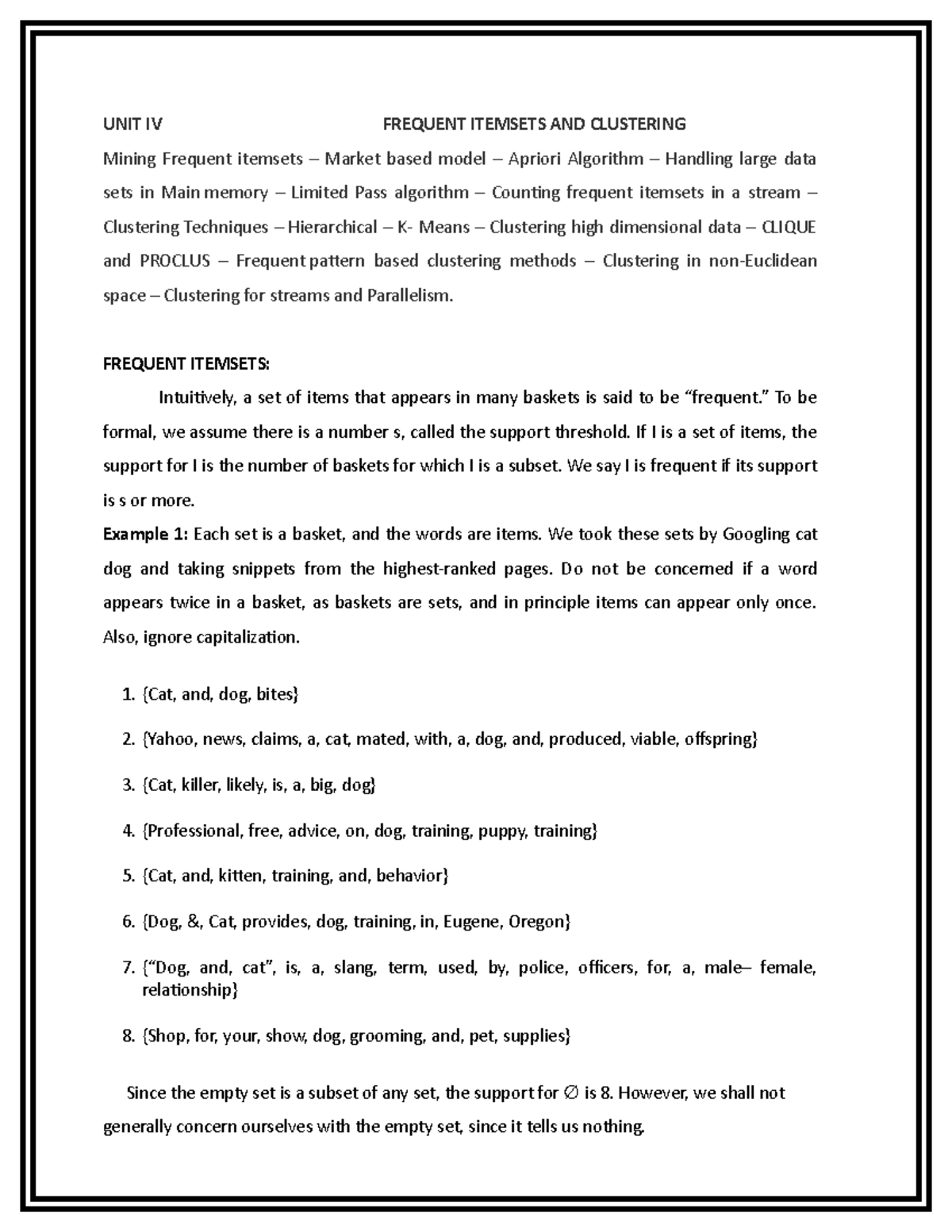 Unit Iv Data Analytics Unit Iv Frequent Itemsets And Clustering Mining Frequent Itemsets