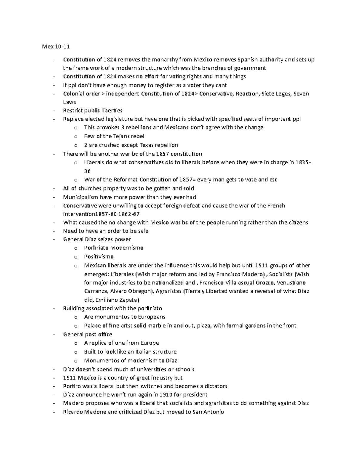 Mex 10-11 - These study notes cover Mexican culture and depict its ...