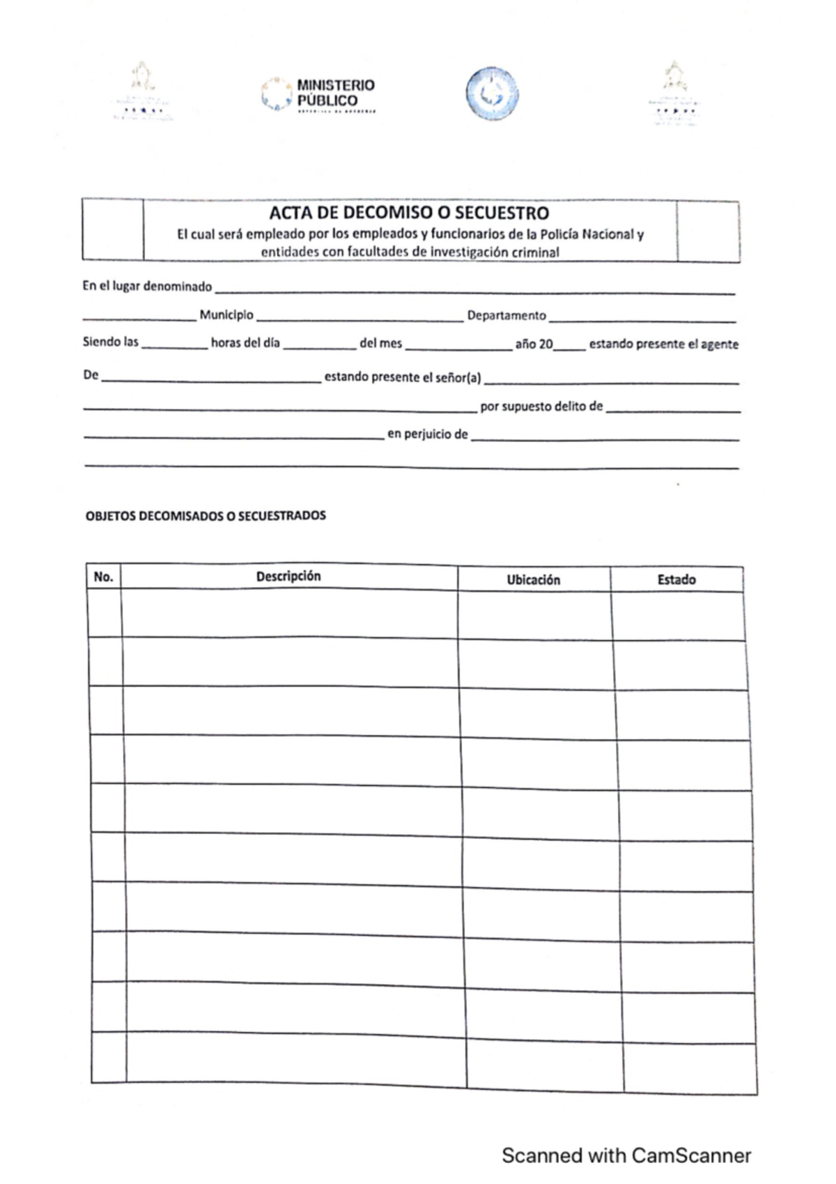 Acta de decomiso o secuestro - Derecho penal - Studocu