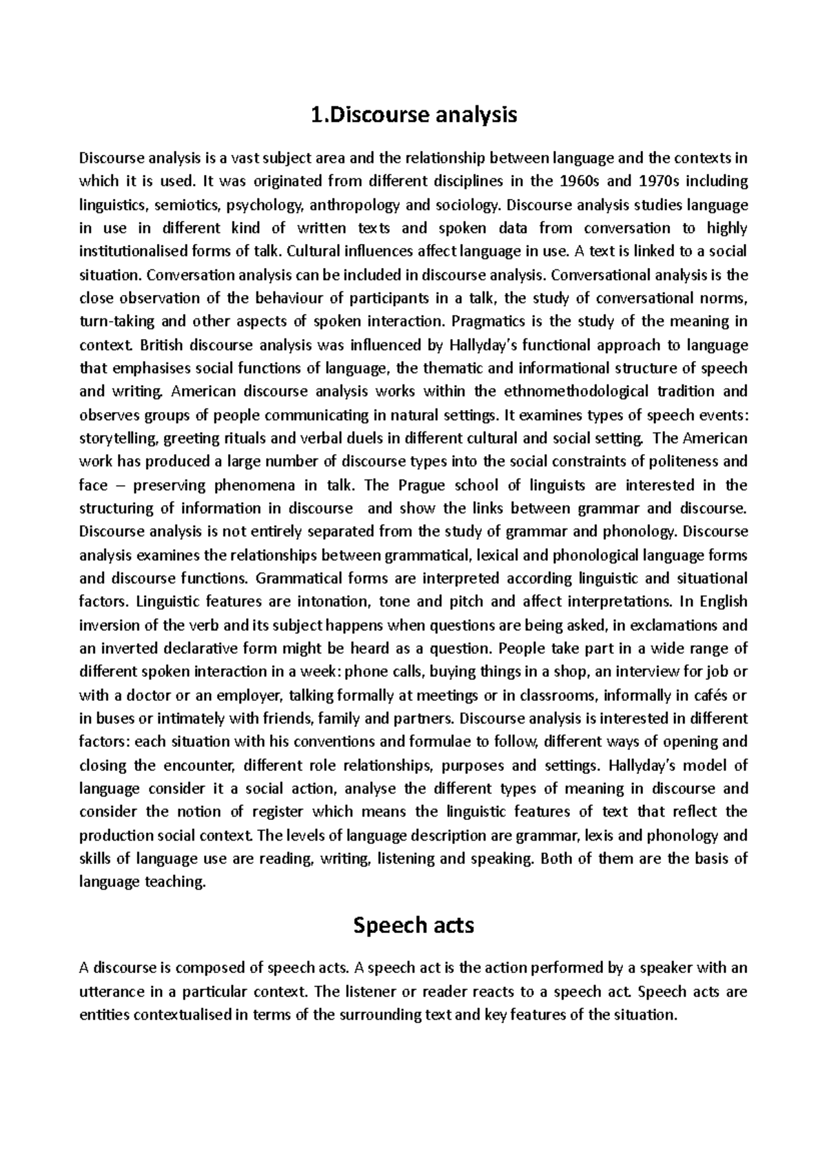 Discourse Analysis: an introduction - 1 analysis Discourse analysis is ...