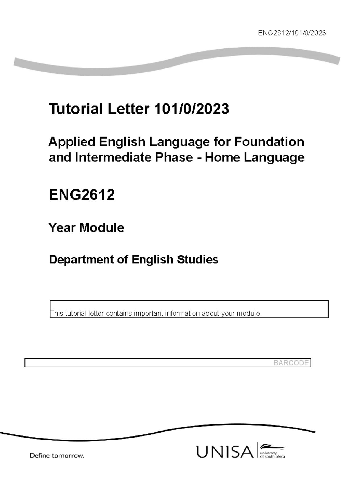 Tutorial Letter 101 - Tutorial Letter 101/0/ Applied English Language ...