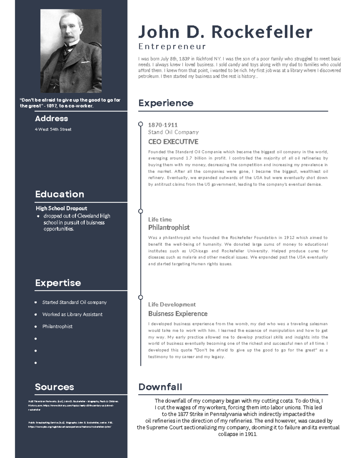 John D. Rockefeller - John Rock infographic - “Don't be afraid to give ...