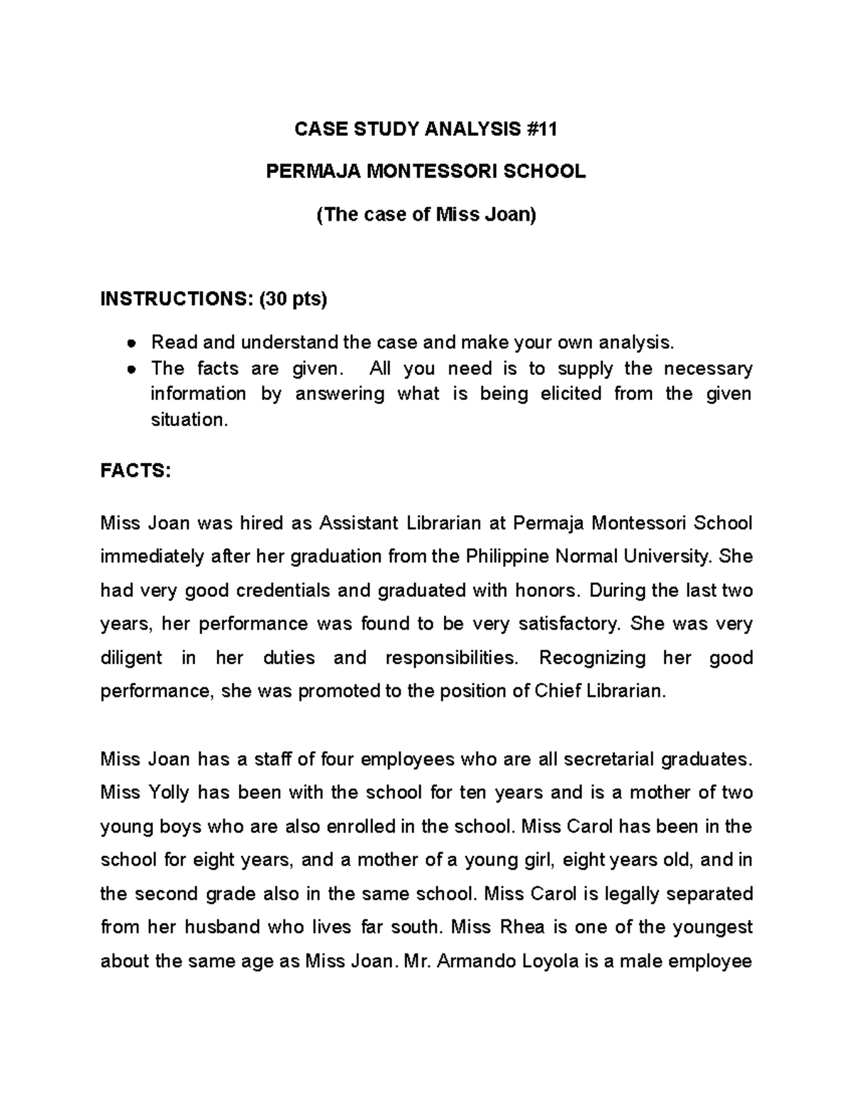 CASE Study Analysis #11 BA128 - CASE STUDY ANALYSIS PERMAJA MONTESSORI ...