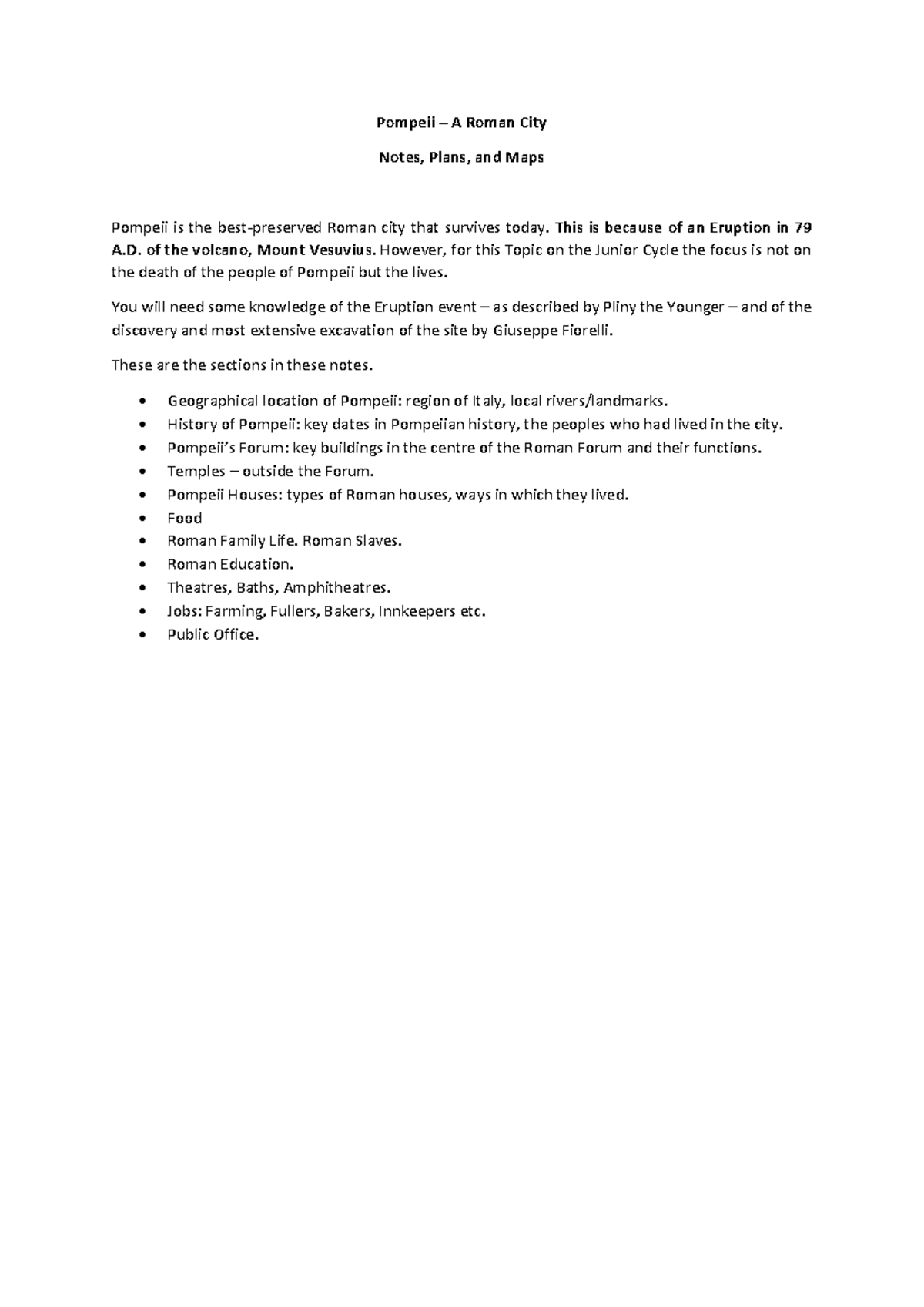 Pompeii - Study Pompei - Pompeii – A Roman City Notes, Plans, and Maps ...