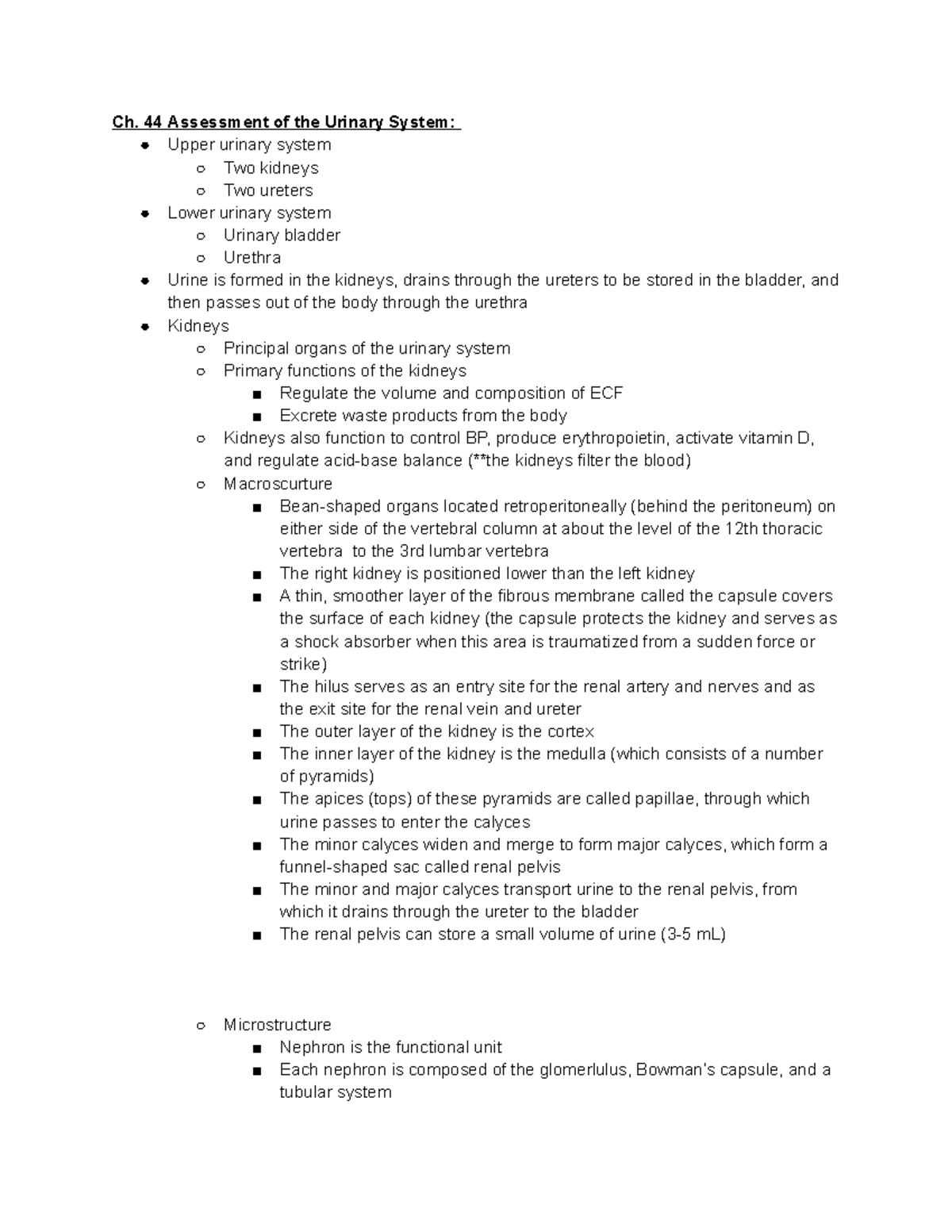Ch. 44 Assessment of the Urinary System - Ch. 44 Assessment of the ...