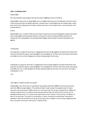 Pearson BTEC National Business Unit 8 Learning Aim C - UNIT 8 LEARNING ...