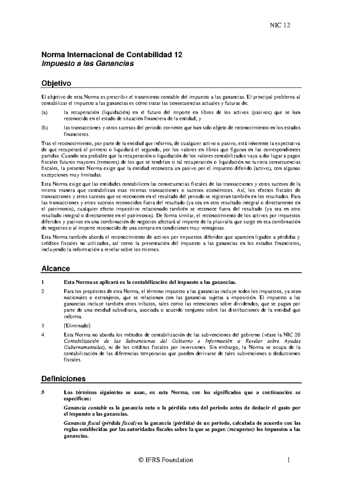 NIC12 - NIC - Norma Internacional de Contabilidad 12 Impuesto a las ...